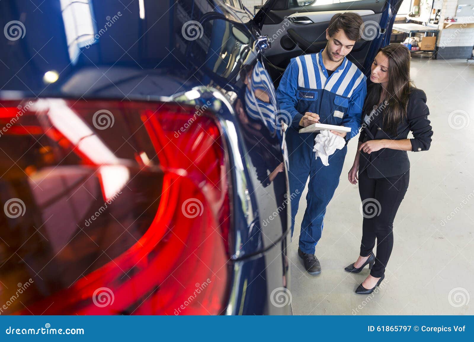 Mechanic in Car Garage with Customer Stock Image - Image of auto ...