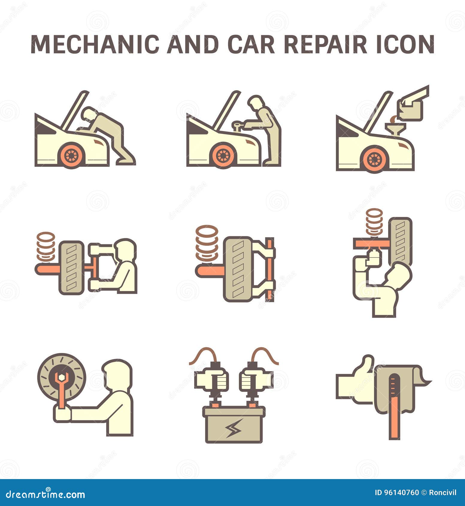 Mechanic car icon stock vector. Illustration of person - 96140760