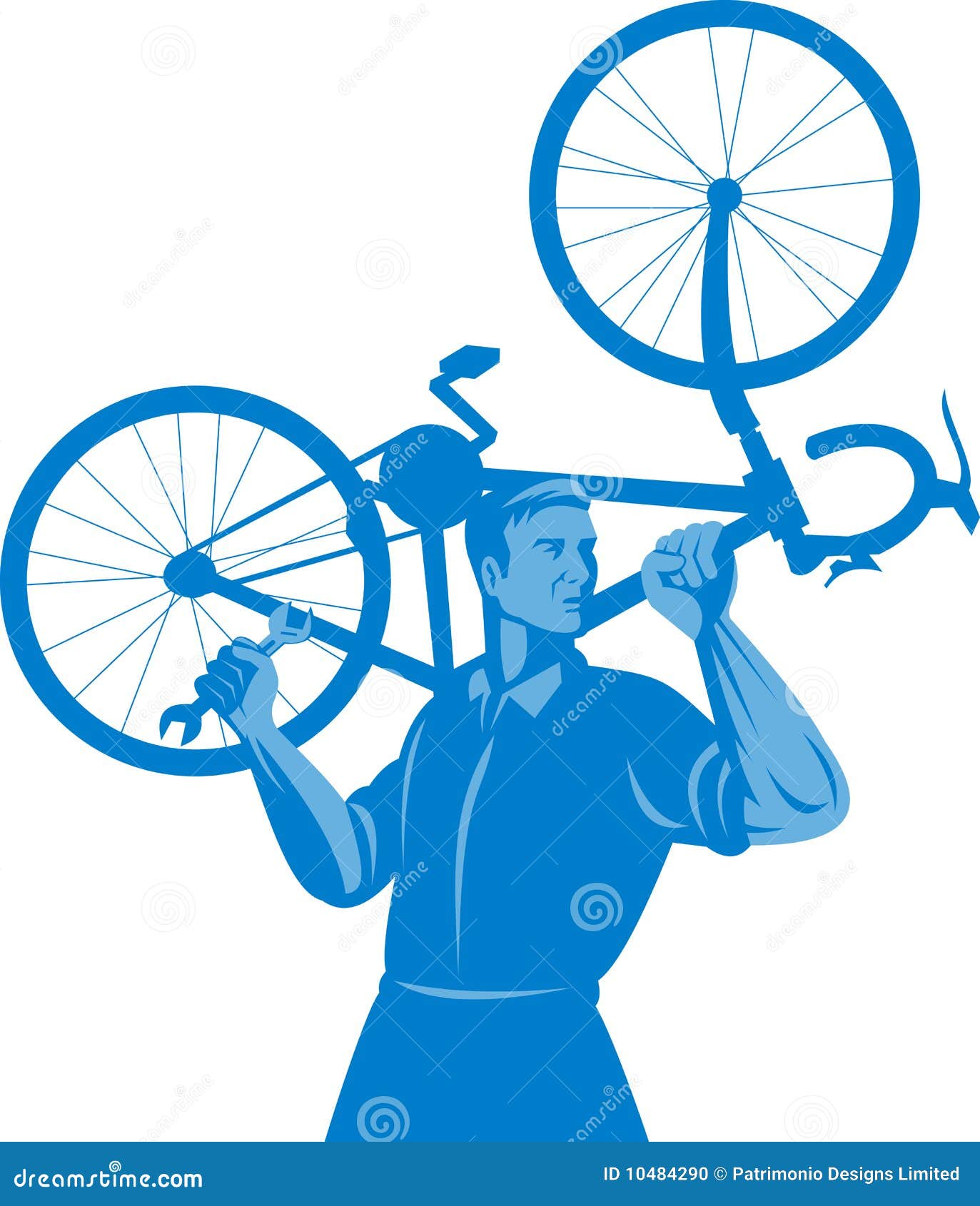 Mechanic carrying bicycle stock vector. Illustration of cycle - 10484290