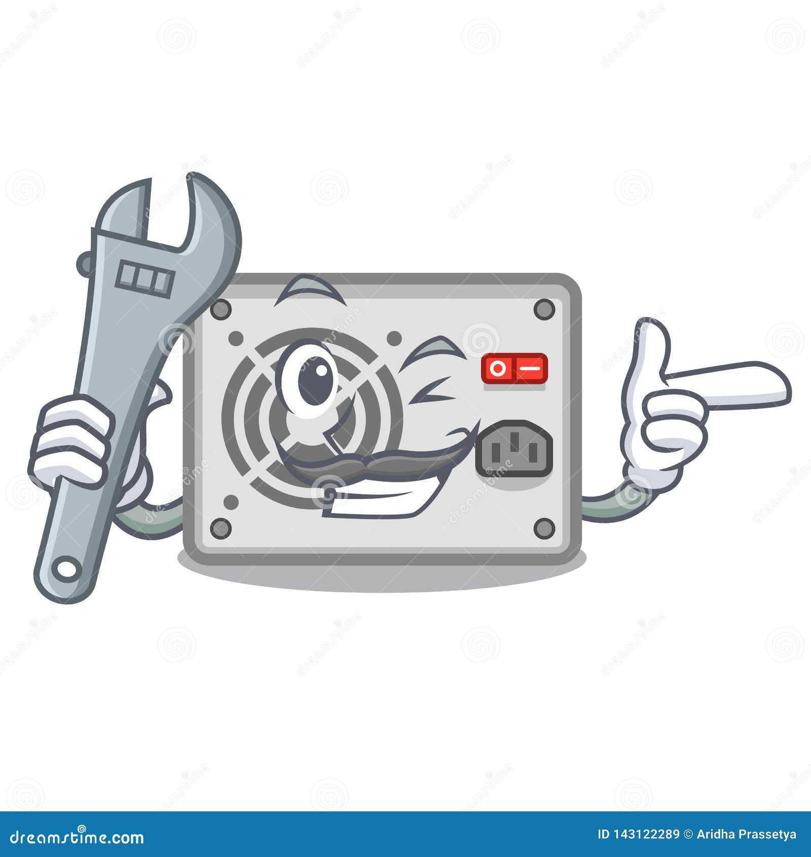 Mechanic Cartoon Power Supply on the Computer Stock Vector ...