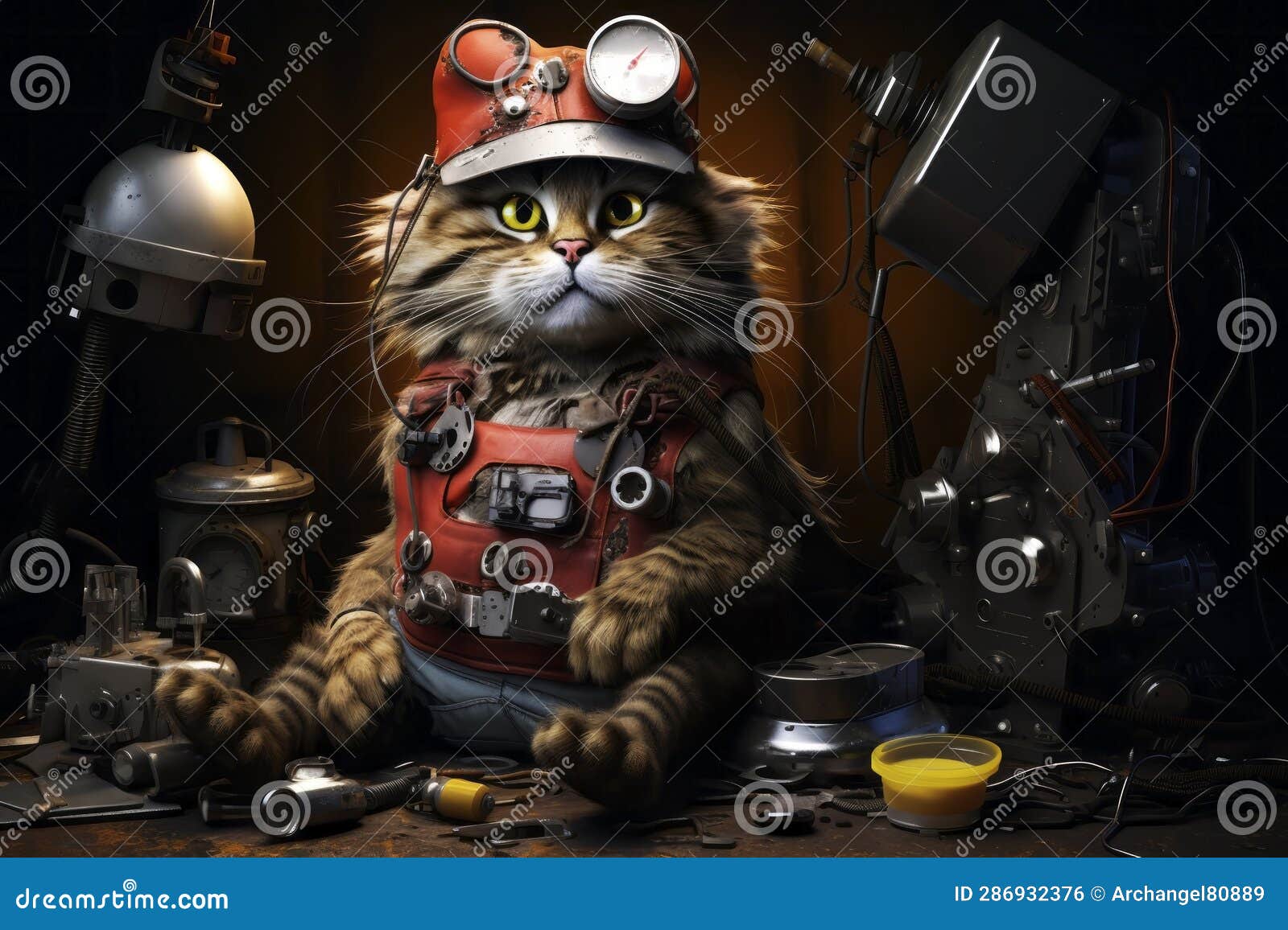 Mechanic Cat at Work. Generative AI Stock Photo - Image of person ...