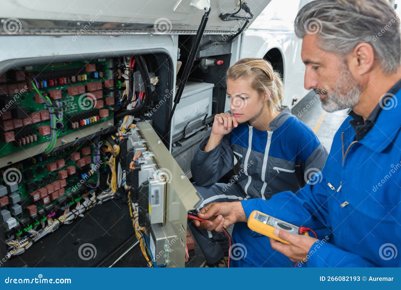 Mechanic Checking Campervan Electrical Defect Stock Image - Image of ...