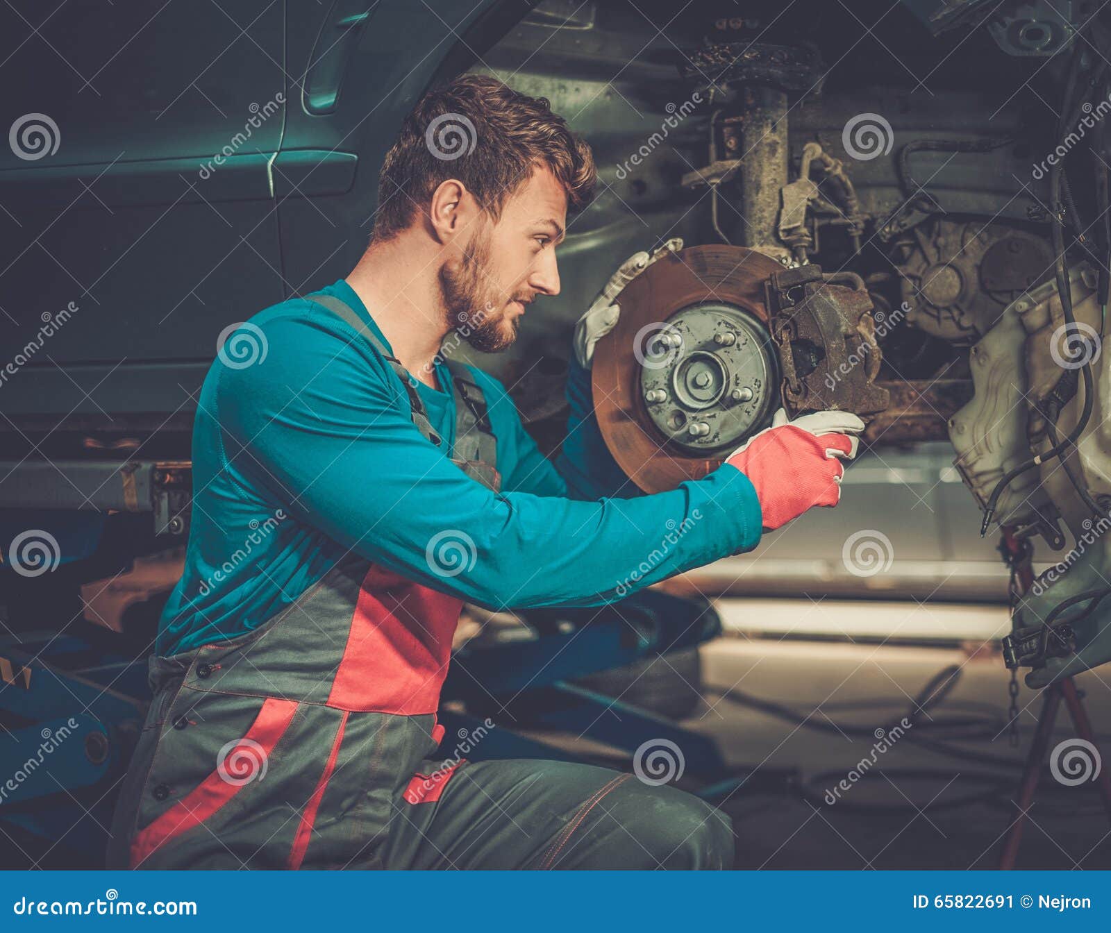 Mechanic Checking Car Brake System Stock Image - Image of maintenance ...
