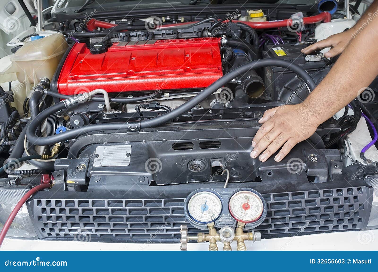 Mechanic Checking Car Engine Stock Image - Image of mechanical ...