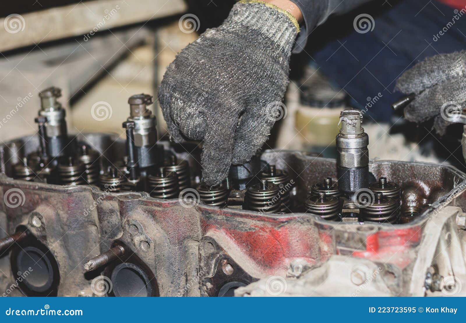 The Mechanic is Checking the Engine. Stock Image - Image of automobile ...