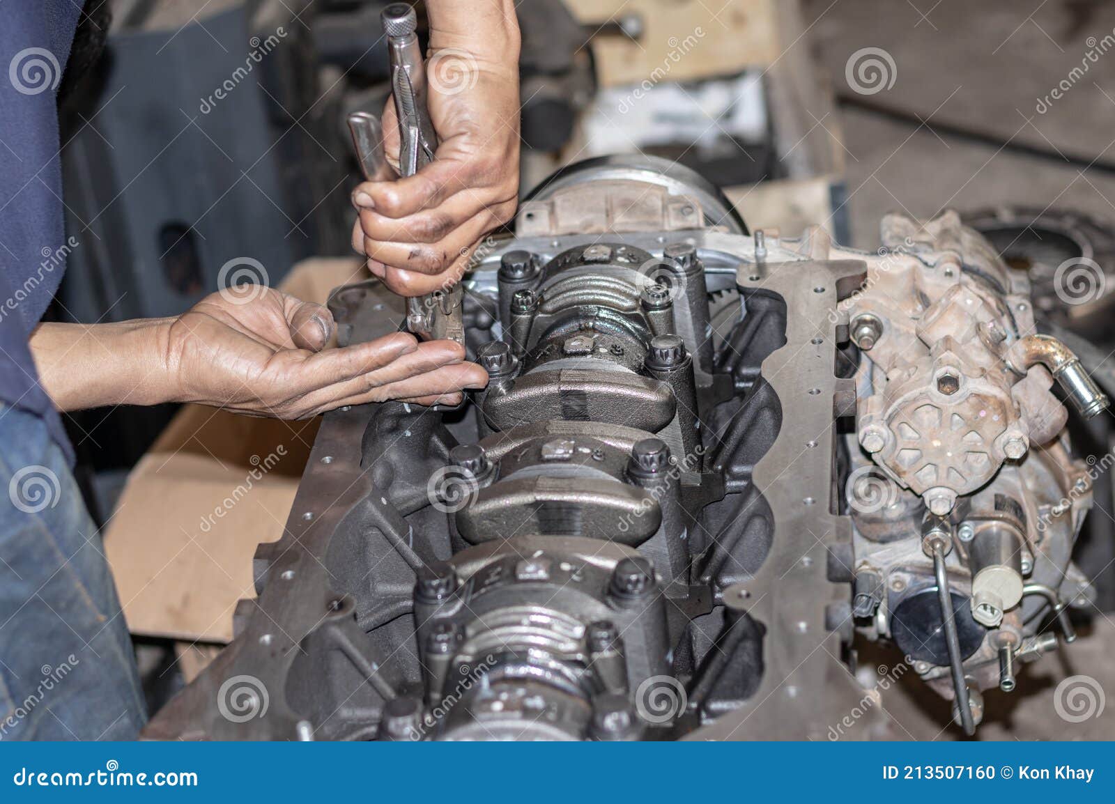 The Mechanic is Checking the Engine. Stock Photo - Image of maintenance ...