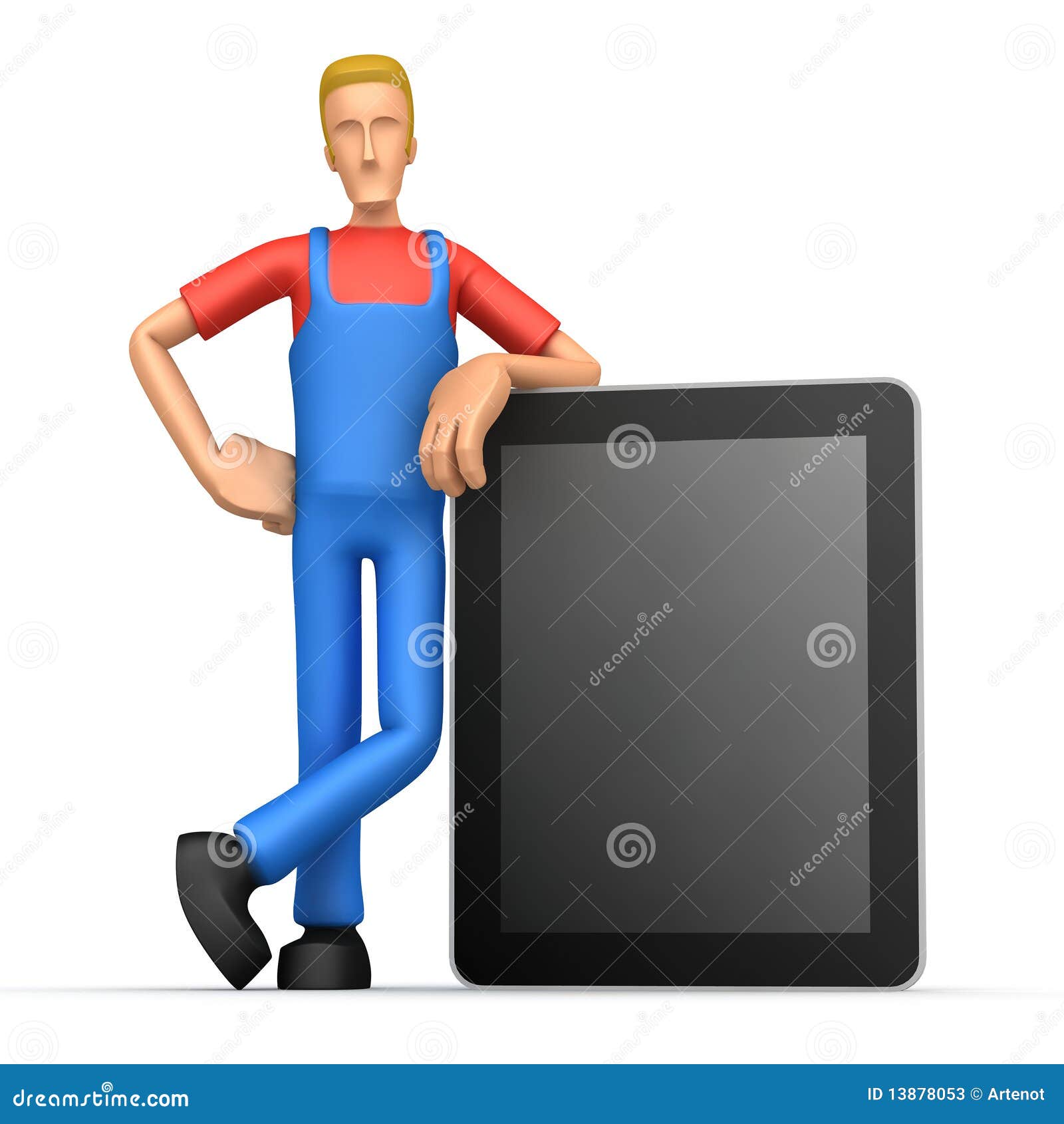 Mechanic With A Computer Device Stock Illustration - Illustration of ...