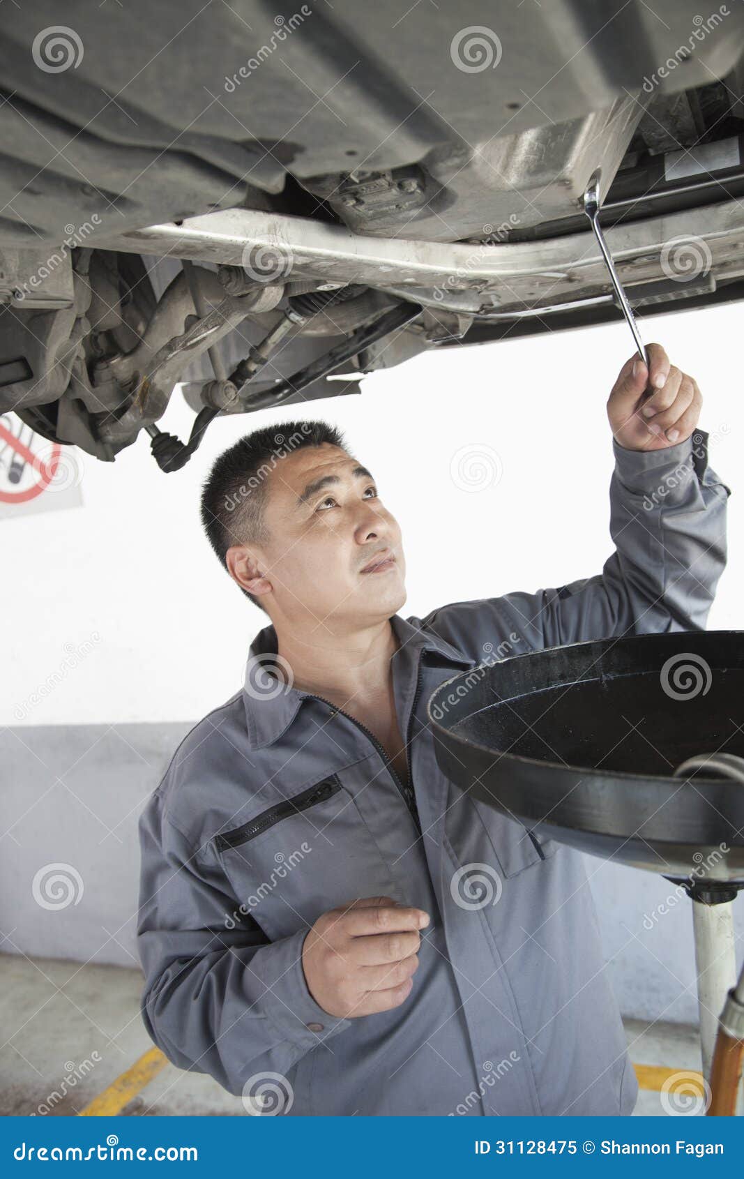Mechanic Concentrating and Changing the Oil Stock Image - Image of ...