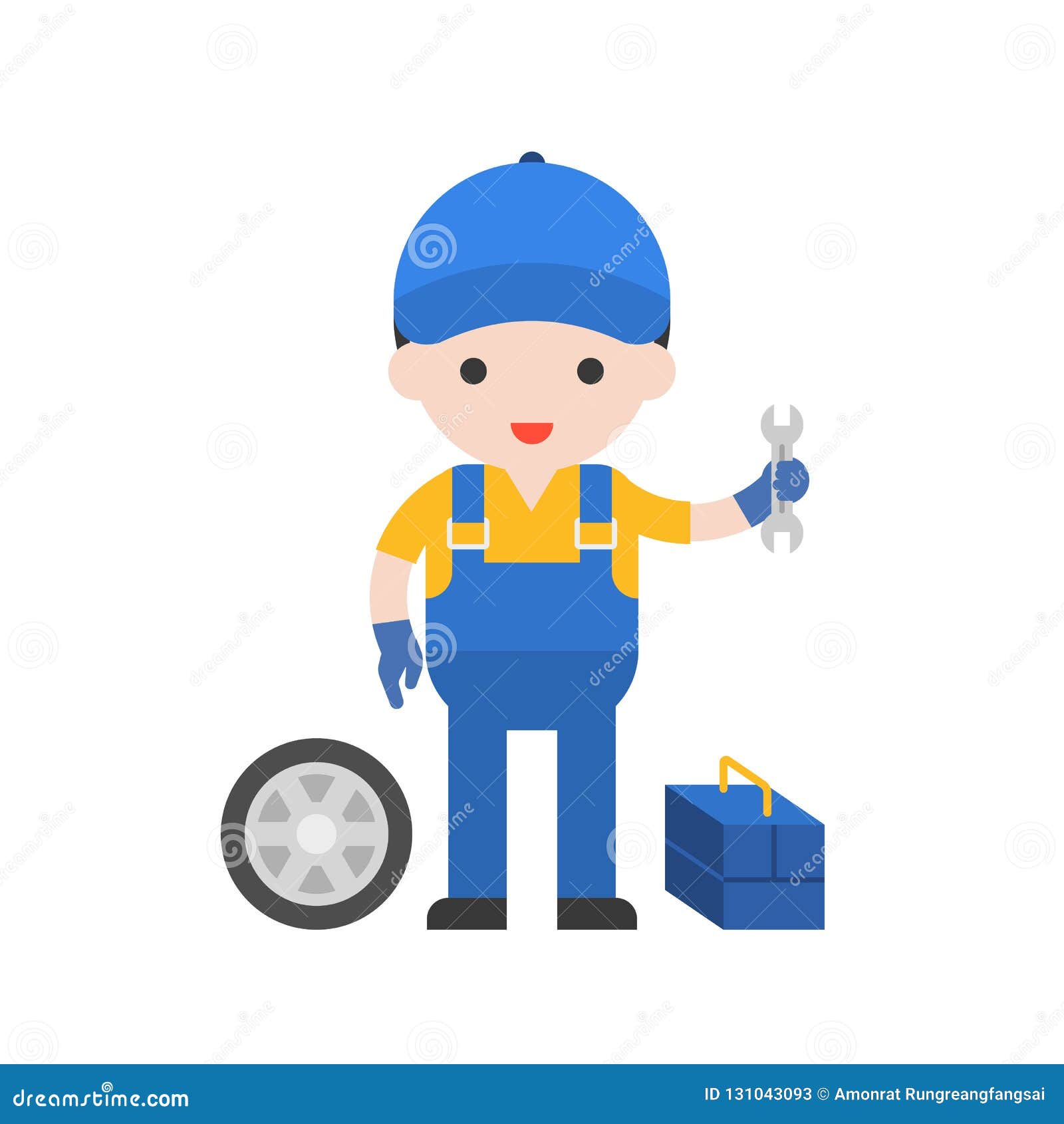 Mechanic, Cute Character Professional Set, Flat Design Stock Vector ...