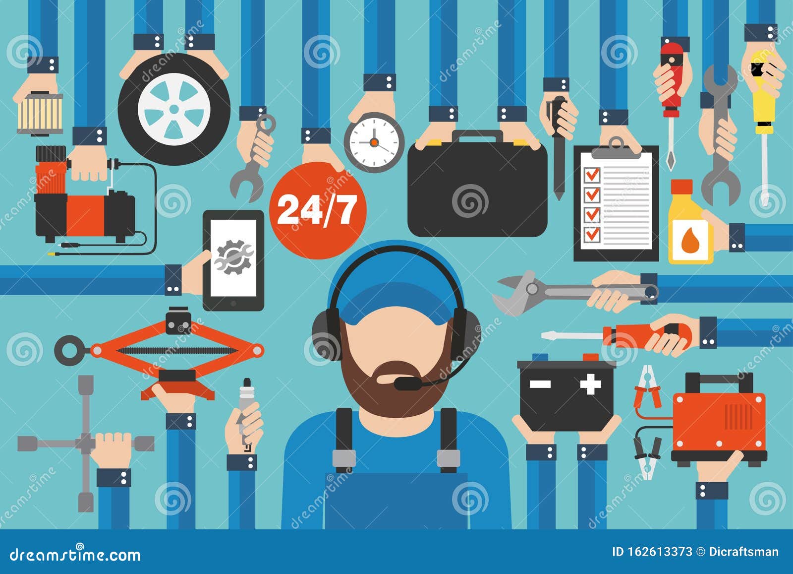 Live Support, Car Service Concept Flat Design Stock Vector ...