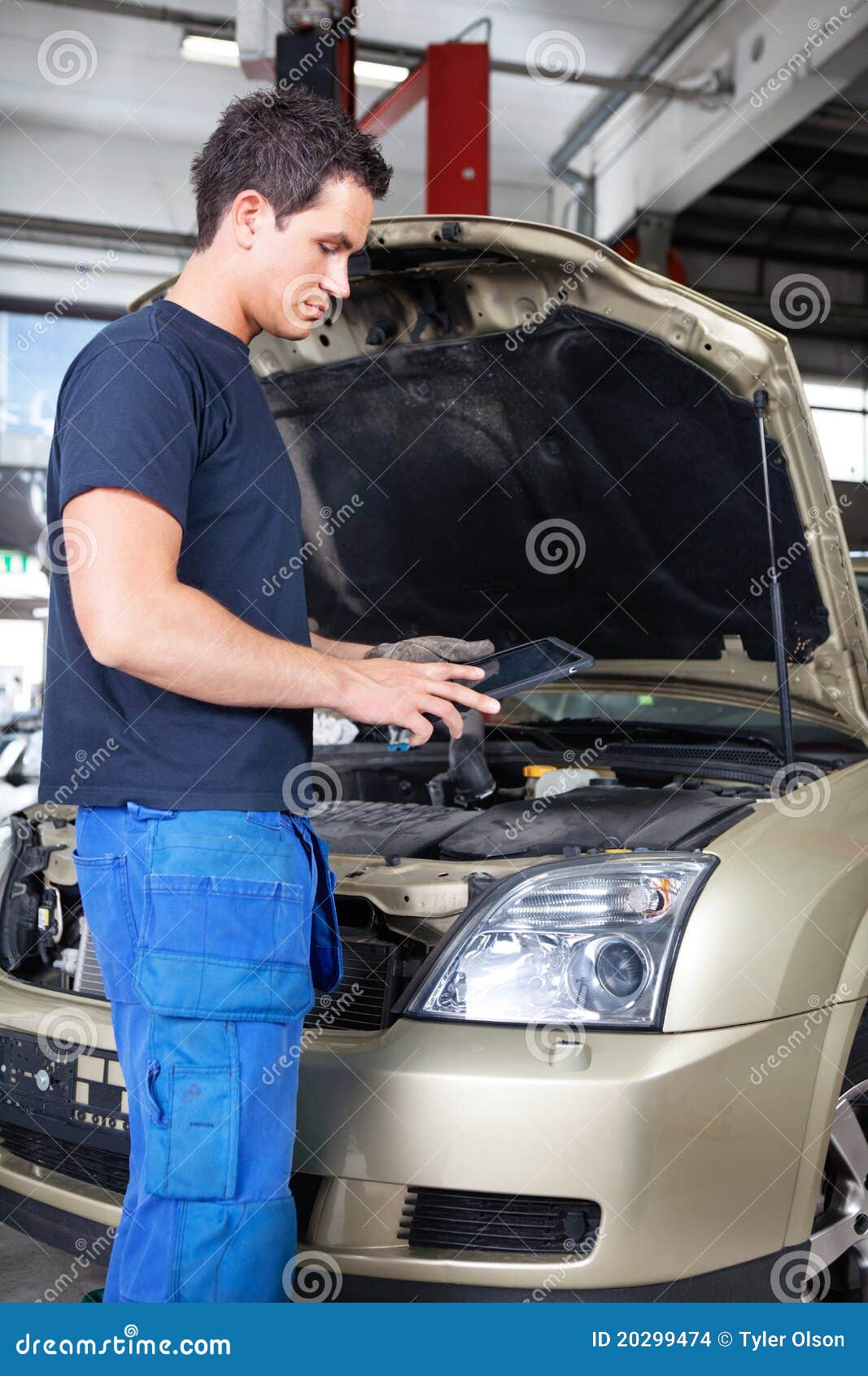 Mechanic with Digital Tablet Stock Photo - Image of portrait, person ...