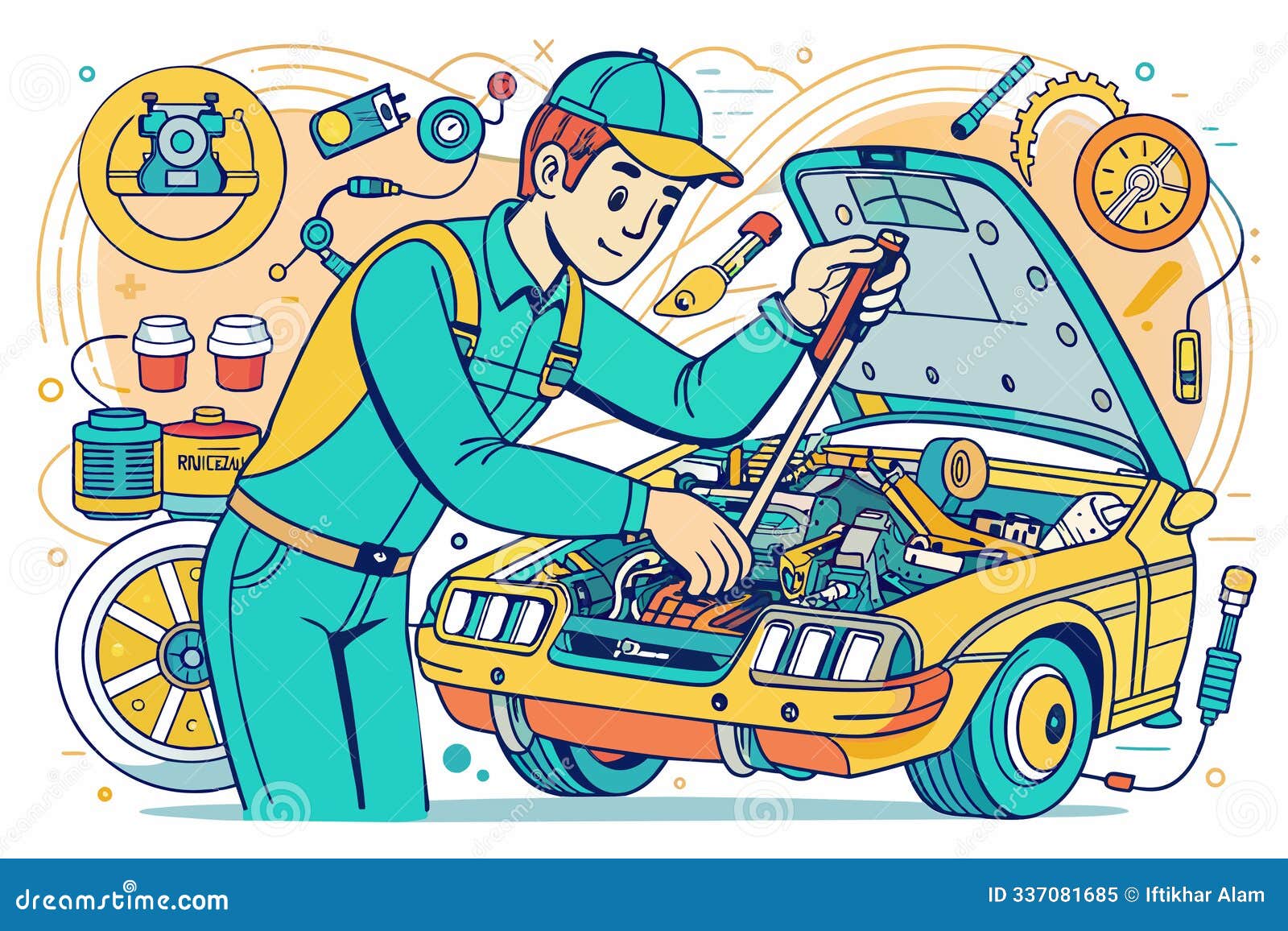 A Mechanic Diligently Examines Engine Components for Damage in a Well ...