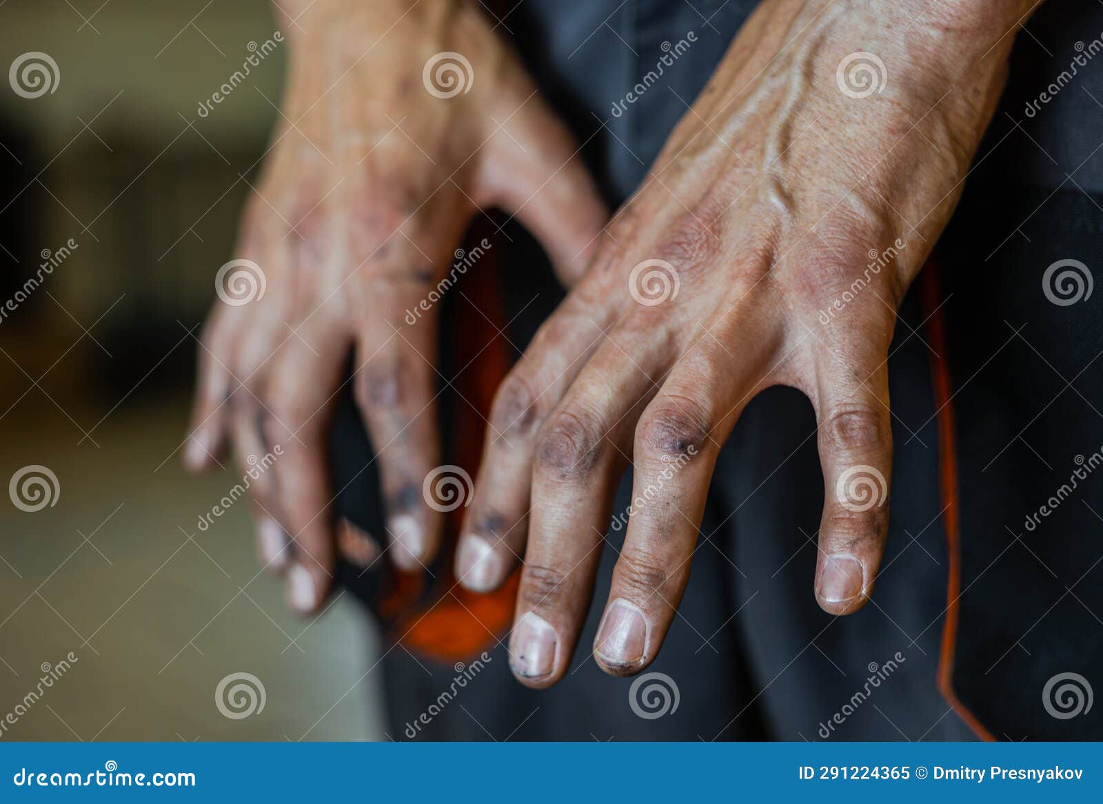 Mechanic with Dirty Hands from Grease after Working with a Car. Stock ...