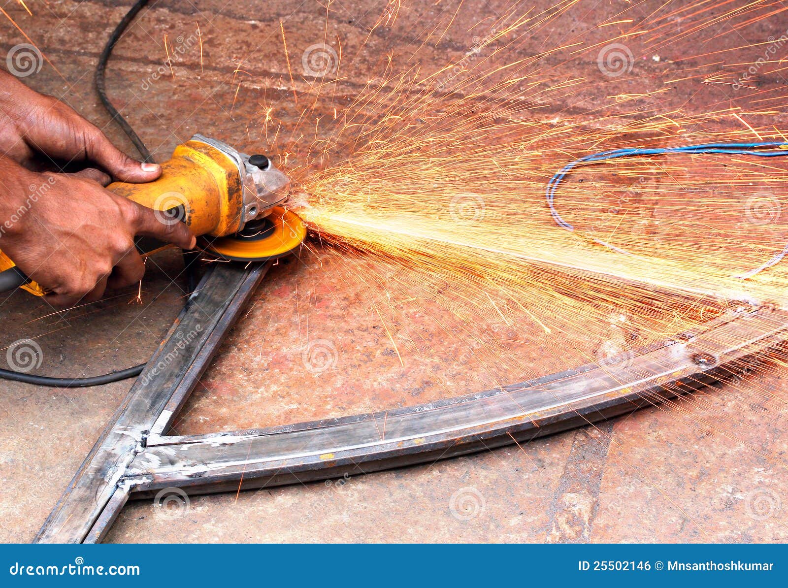 Mechanic with Electrically Operated Sawing Machine Stock Photo - Image ...