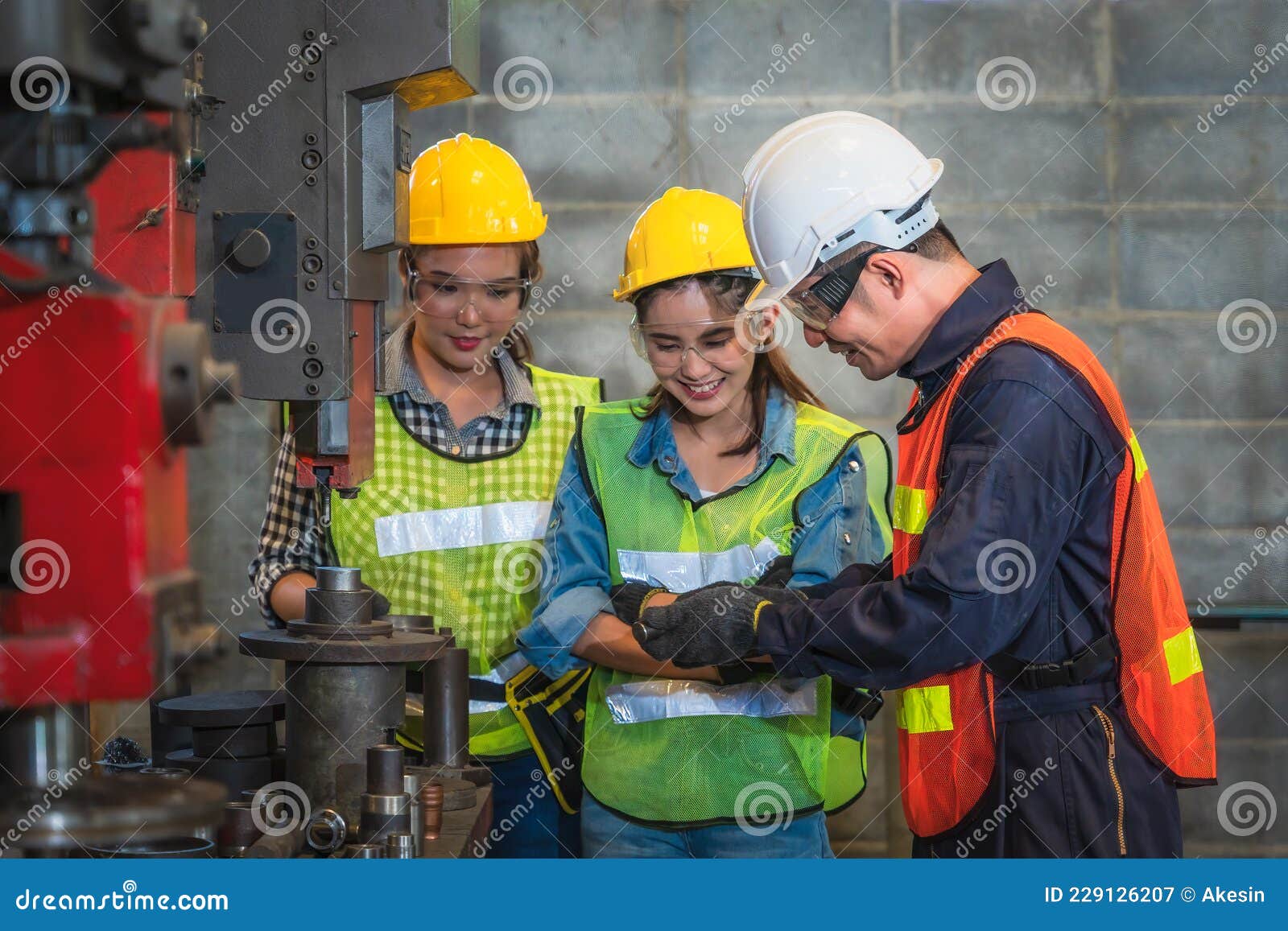 Mechanic Engineer Foreman Checking Engineer Operation Team To Work in ...