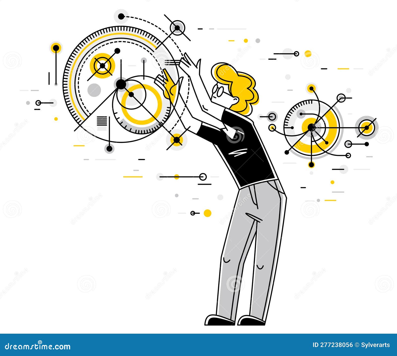 Mechanic Engineer Working on a Draft Plan Vector Illustration, Inventor ...