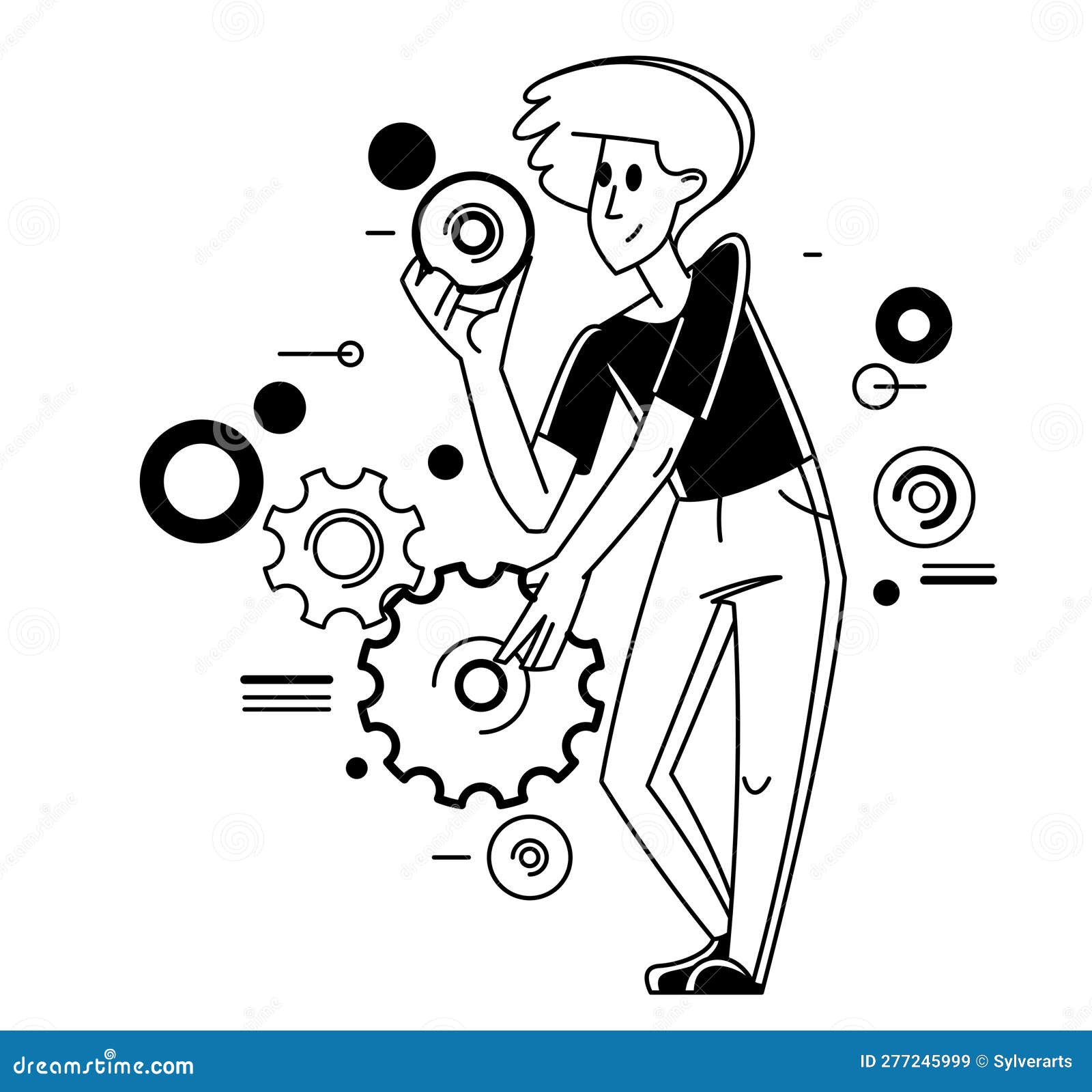 Mechanic Engineer Working on a Draft Plan Vector Illustration, Inventor ...