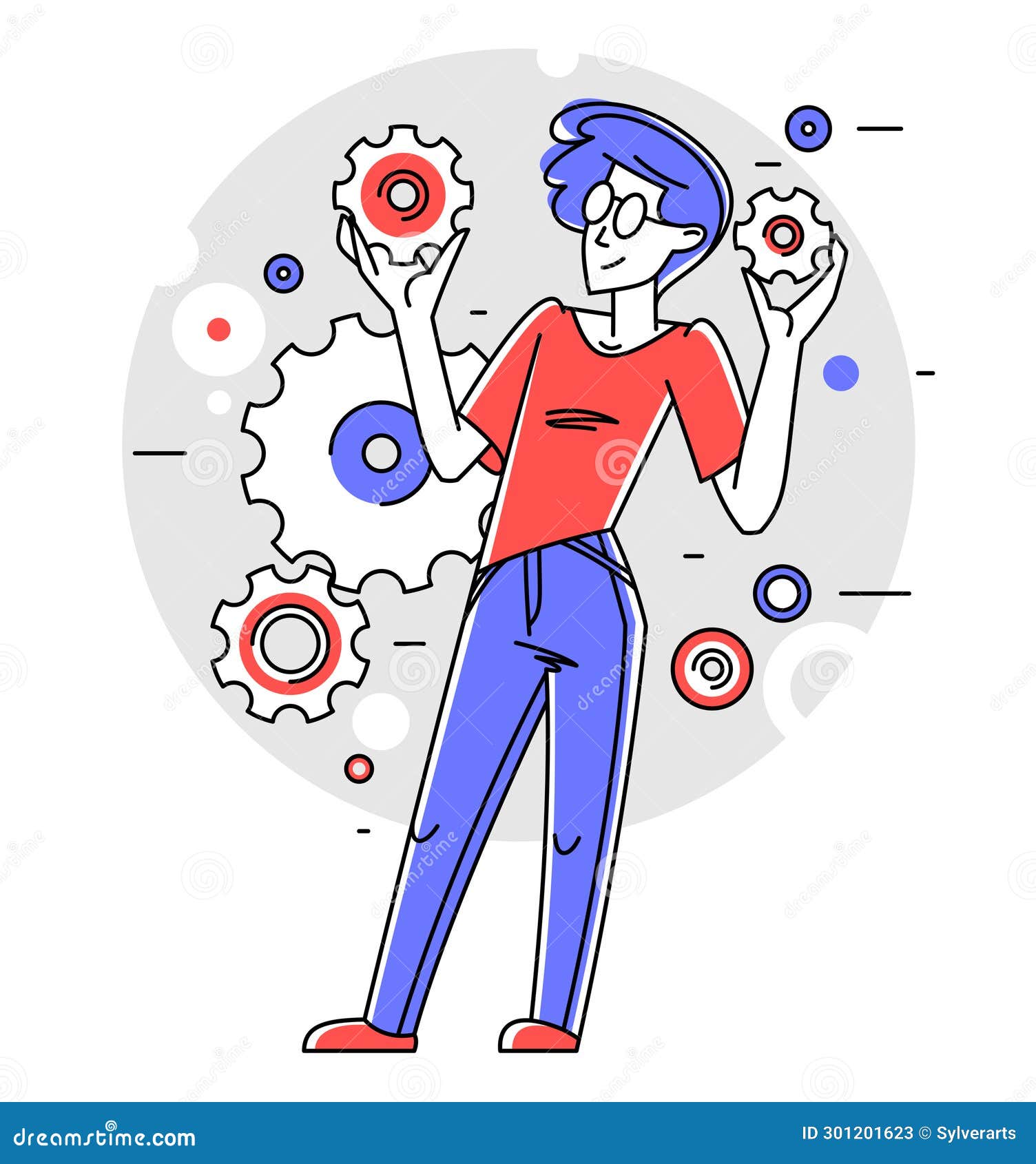 Mechanic Engineer Working on a Draft Plan Vector Illustration, Inventor ...