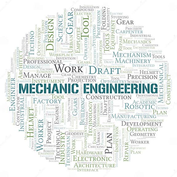 Mechanic Engineering Typography Word Cloud Create with the Text only ...