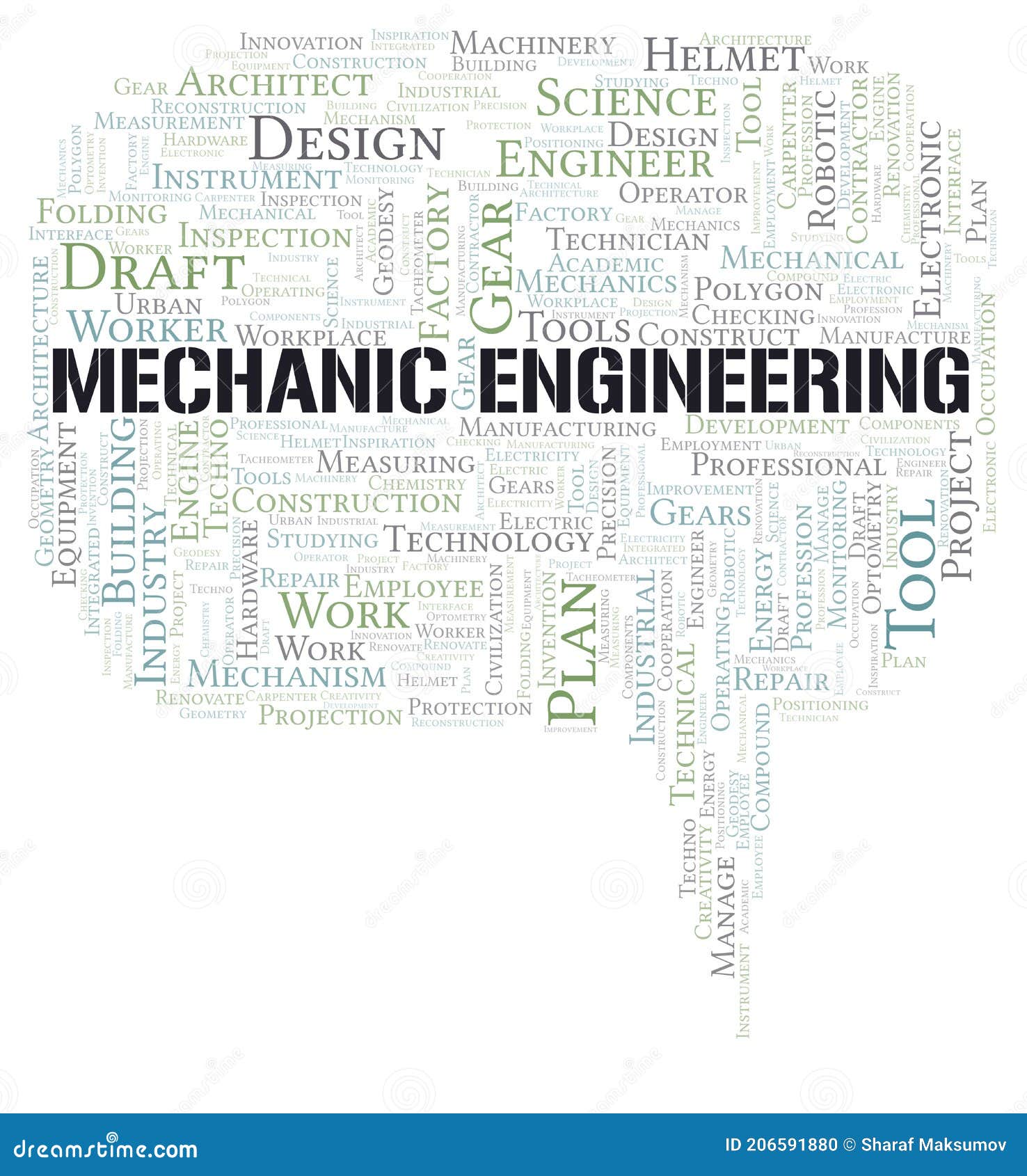 Mechanic Engineering Typography Word Cloud Create with the Text only ...