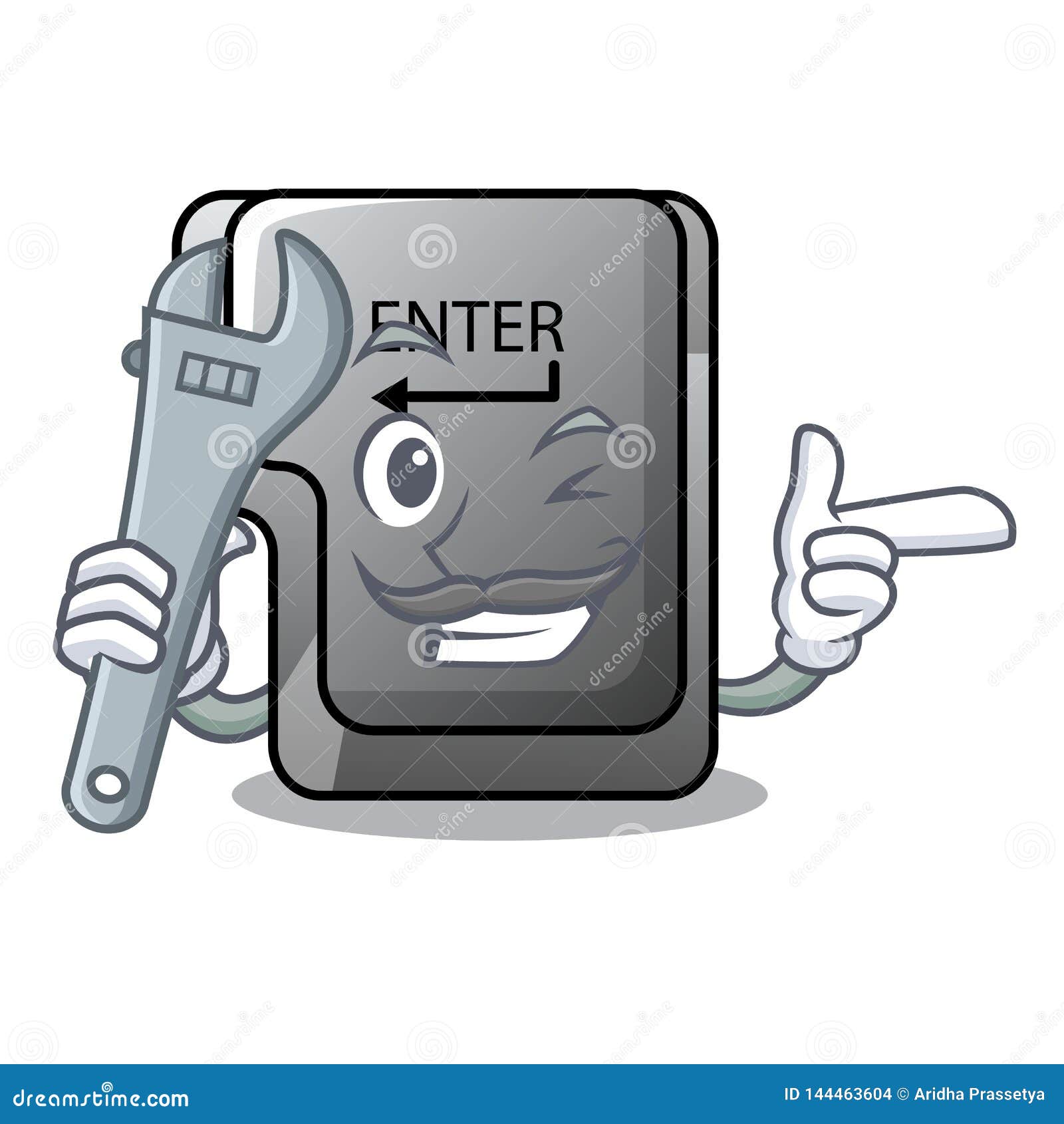 Mechanic Enter Button Installed on Computer Cartoon Stock Vector ...