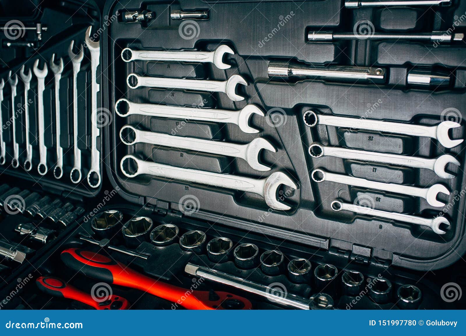 Mechanic Essential Instruments Wrench Tools Stock Photo - Image of ...