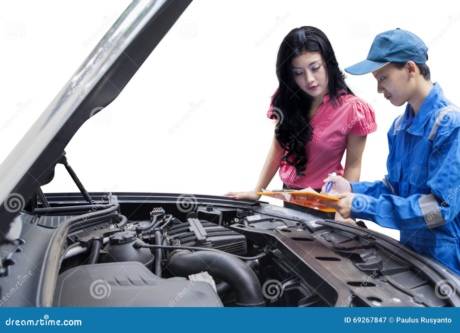 Mechanic Explains the Car Problems on His Client Stock Image - Image of ...
