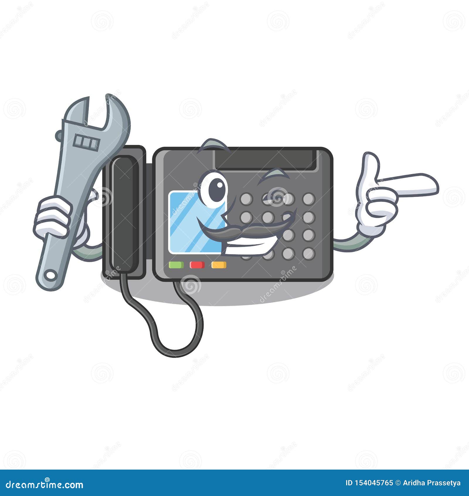 Mechanic Fax Machine Stuck the Cartoon Wall Stock Vector - Illustration ...