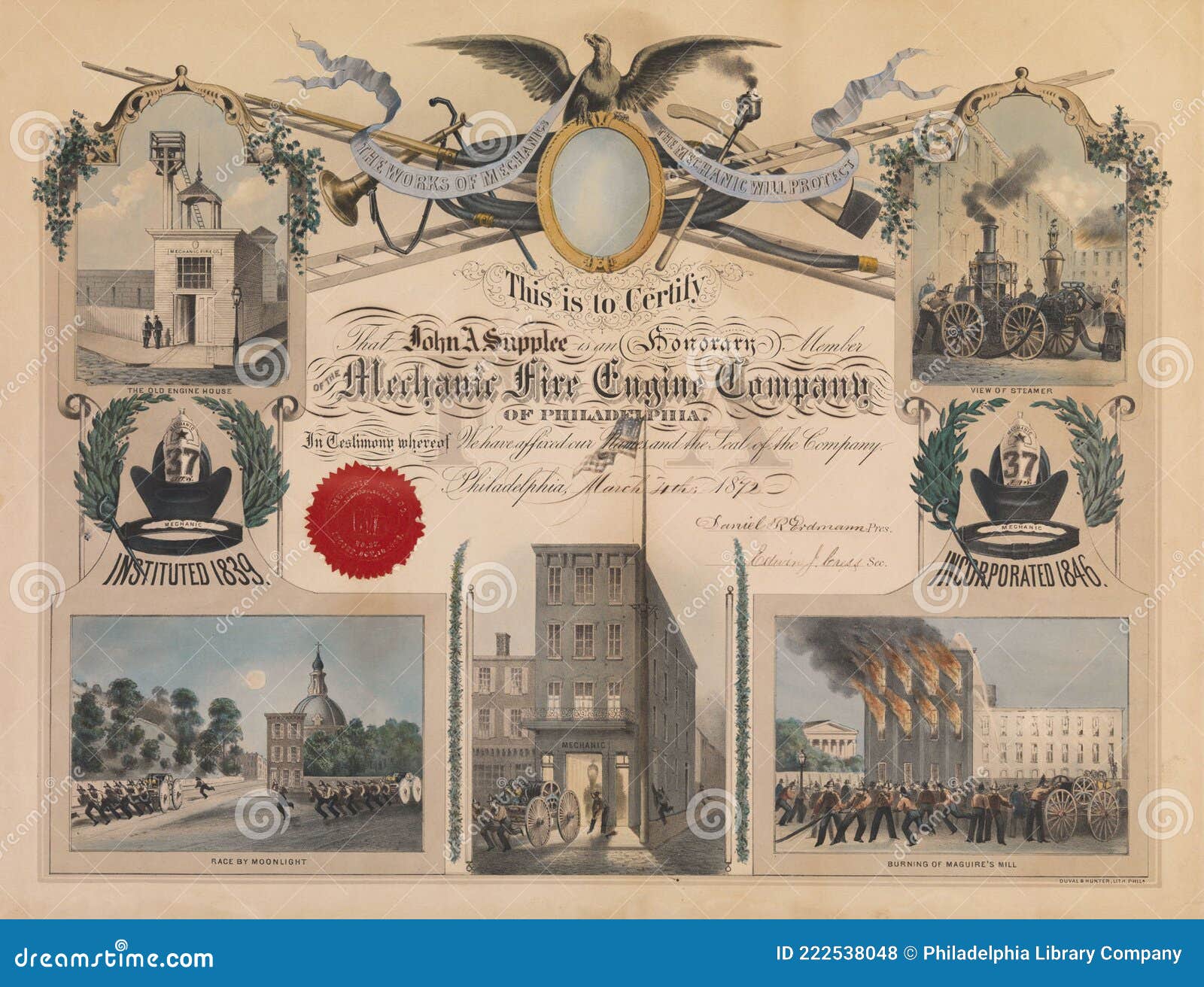 Mechanic Fire Engine Company, Ca. 1871. Picture Image: 222538048