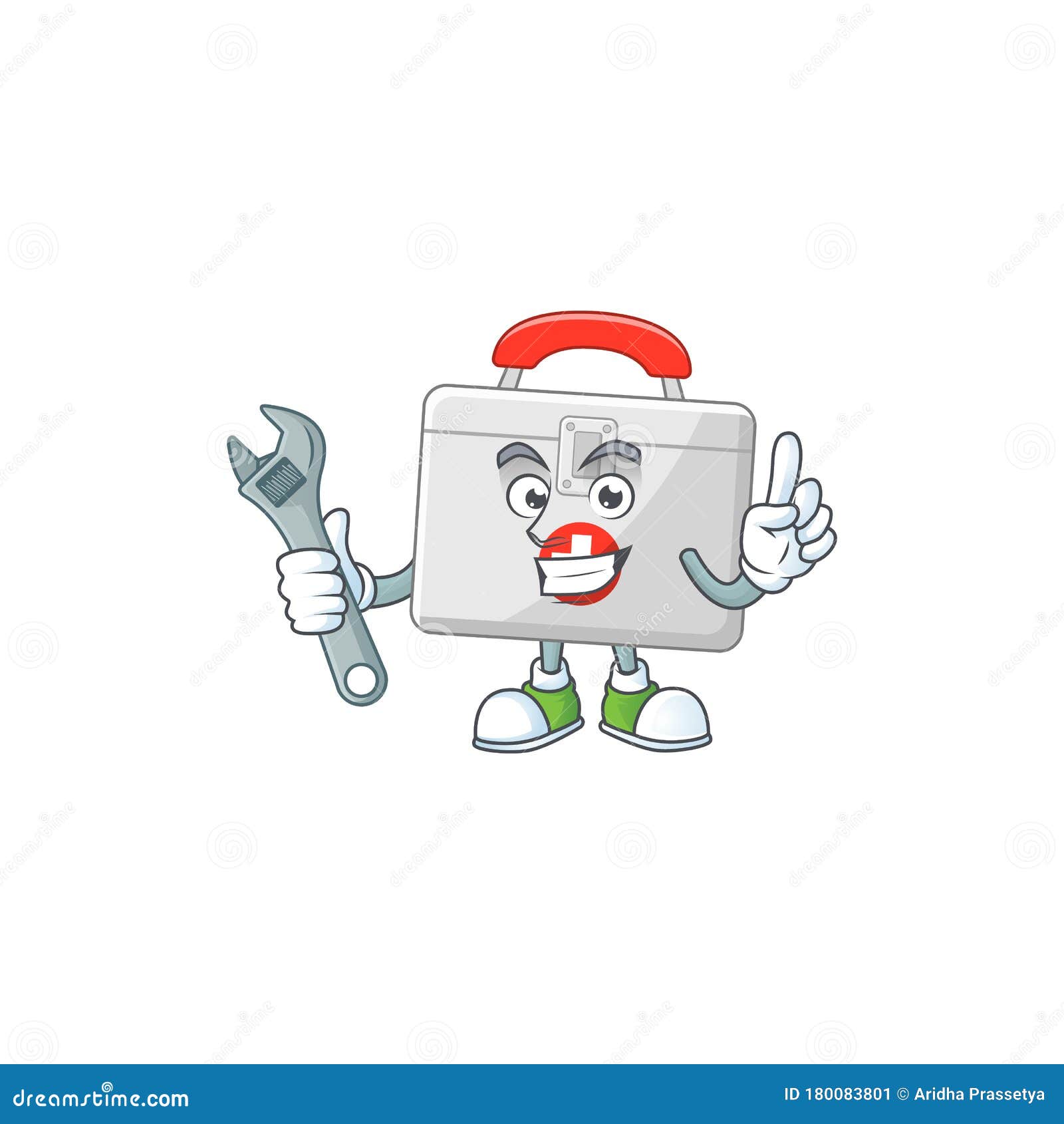 A Mechanic First Aid Kit Mascot Character Fix a Broken Machine Stock ...