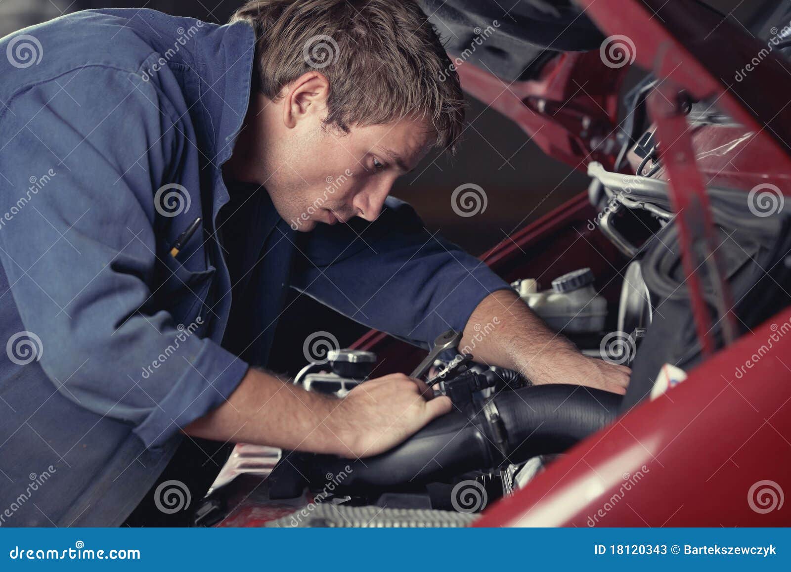 Mechanic Fixing Auto in Car Service Stock Image - Image of skill, adult ...