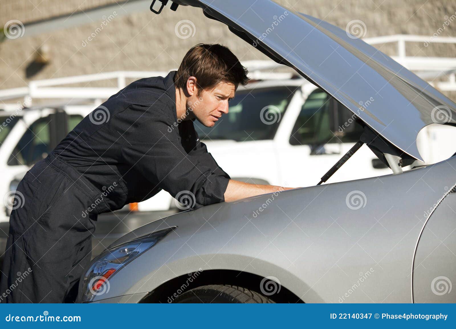 Mechanic fixing car stock image. Image of mechanic, transportation ...