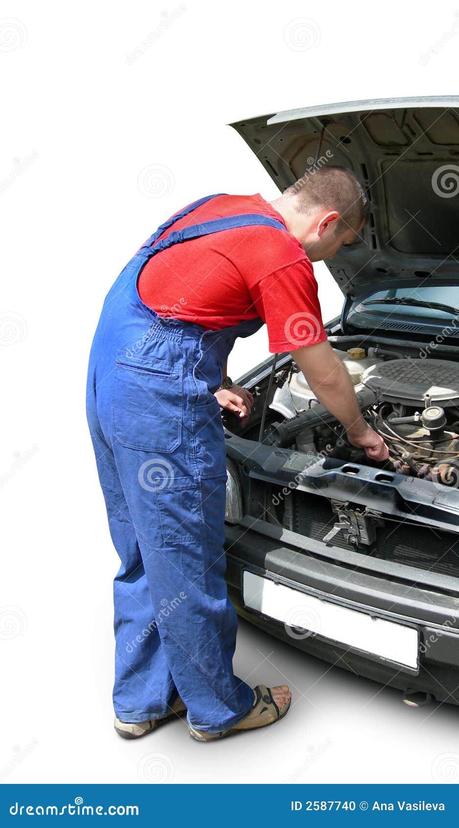 Mechanic fixing car engine stock photo. Image of combustion - 2587740