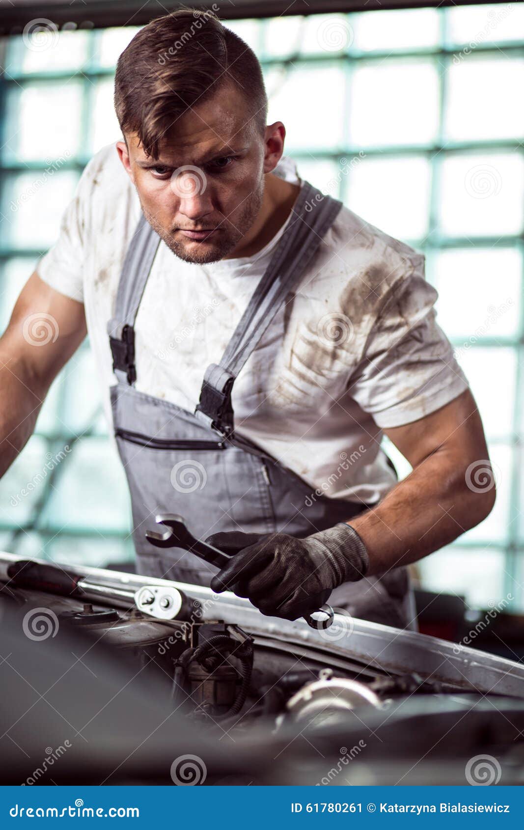 Mechanic Fixing Car Problem Stock Image - Image of baffled, caucasian ...