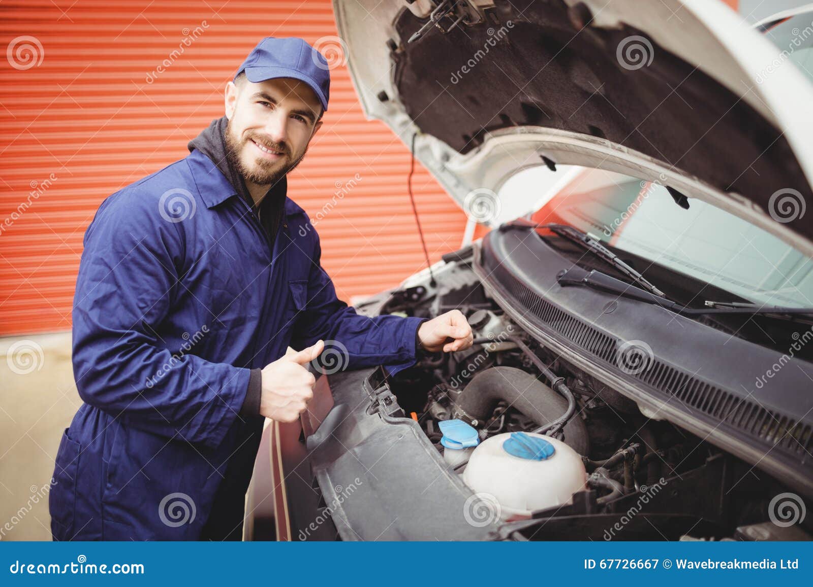 Mechanic fixing a van stock image. Image of person, happy - 67726667