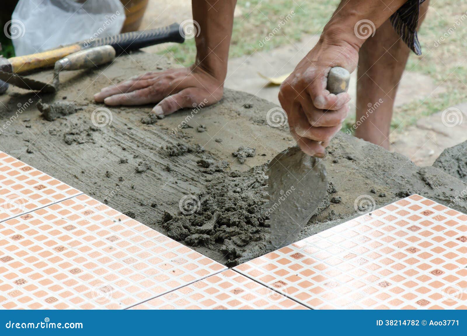 Mechanic Floor tiles stock photo. Image of worker, cement - 38214782