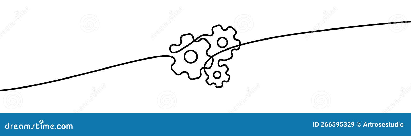 Mechanic Gears Shape Drawing by Continuos Line, Thin Line Design Stock ...