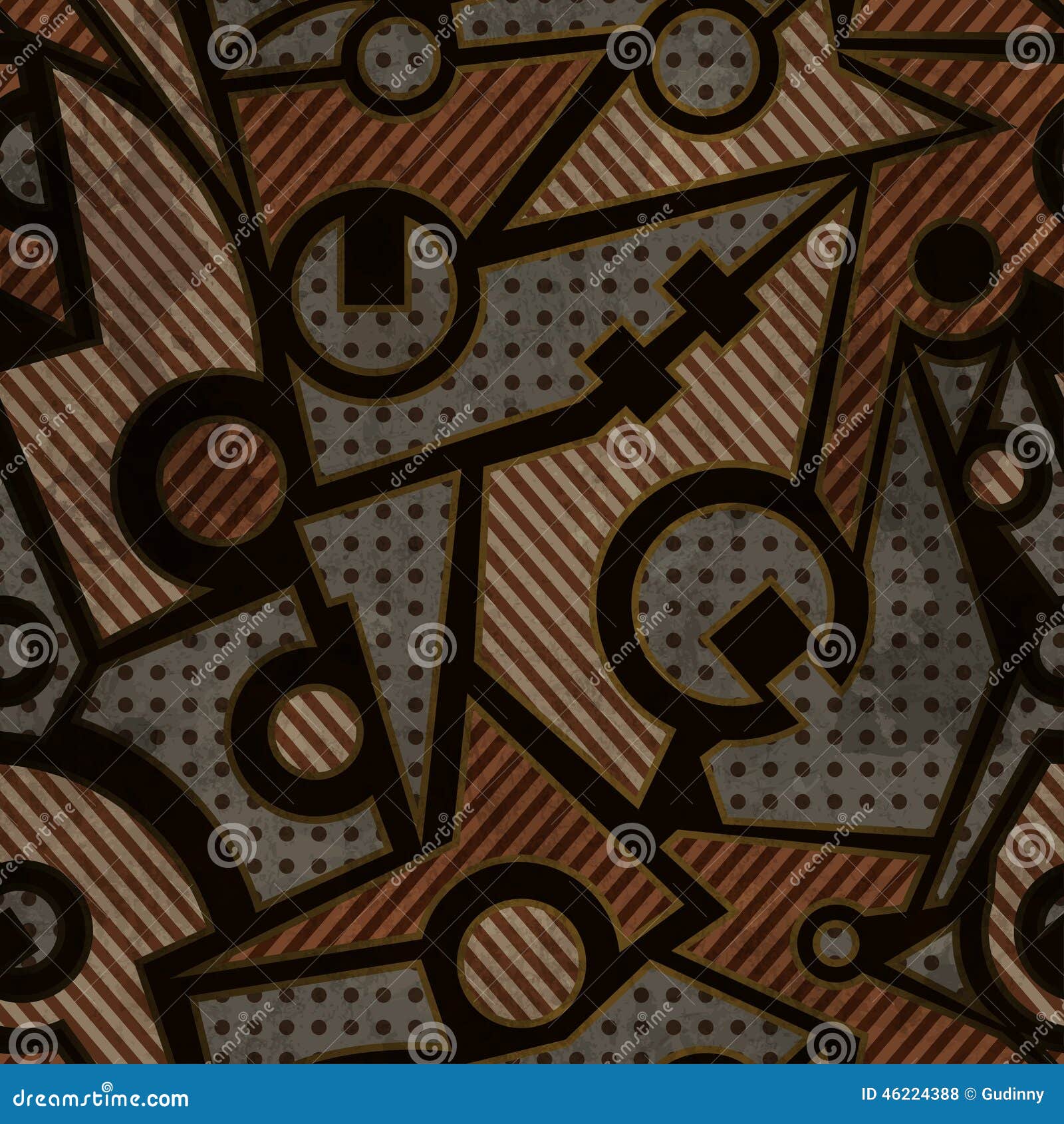 Mechanic Geometric Seamless Pattern with Rust Effect Stock Vector ...