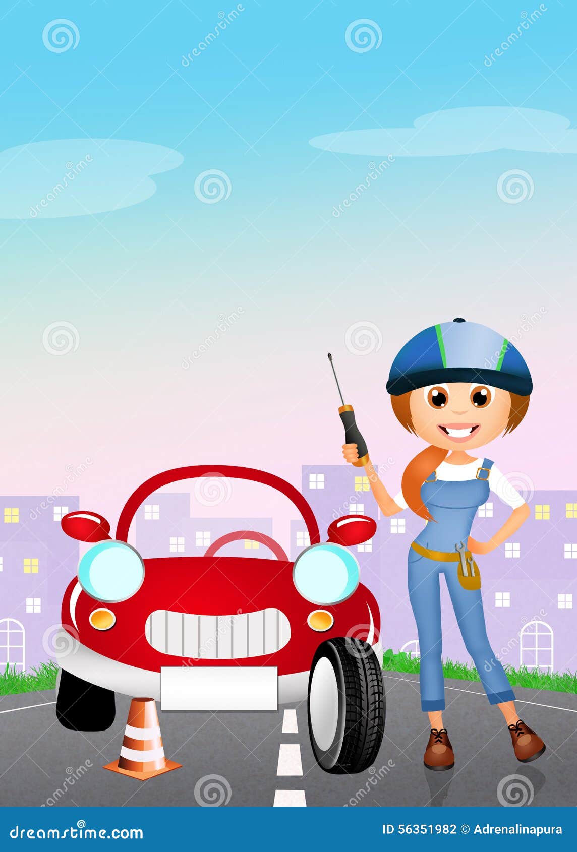 Mechanic girl stock illustration. Illustration of cars - 56351982