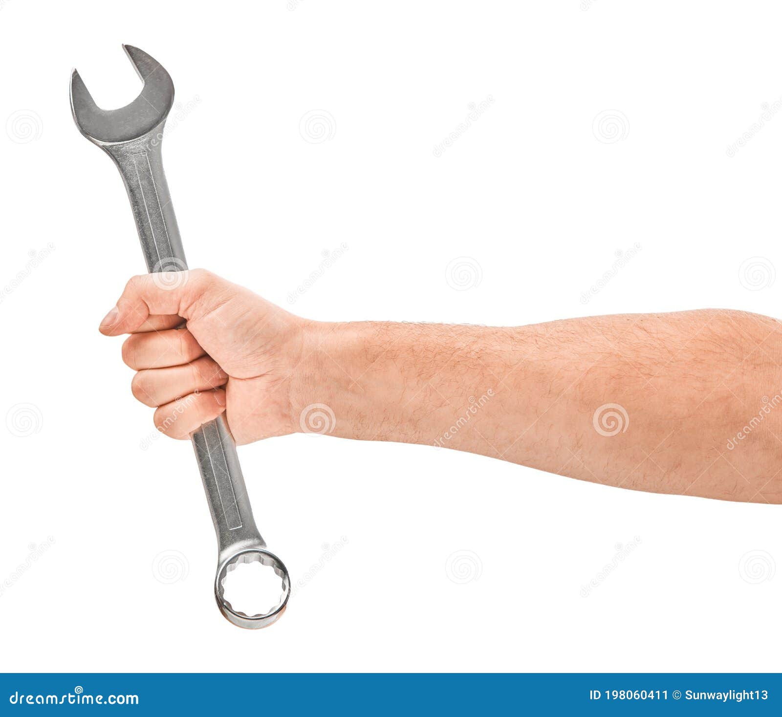 Mechanic Hand Hold Spanner Tool in Hand Isolated on White Stock Image ...