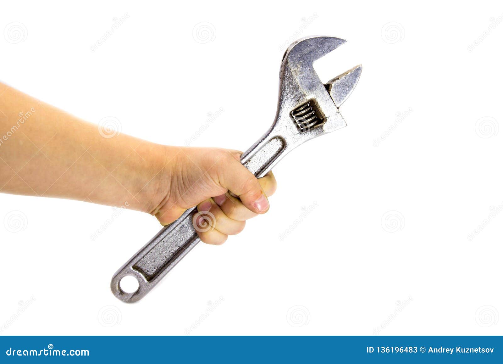 Mechanic Hand Hold Spanner Tool in Hand Isolated on White Stock Image ...
