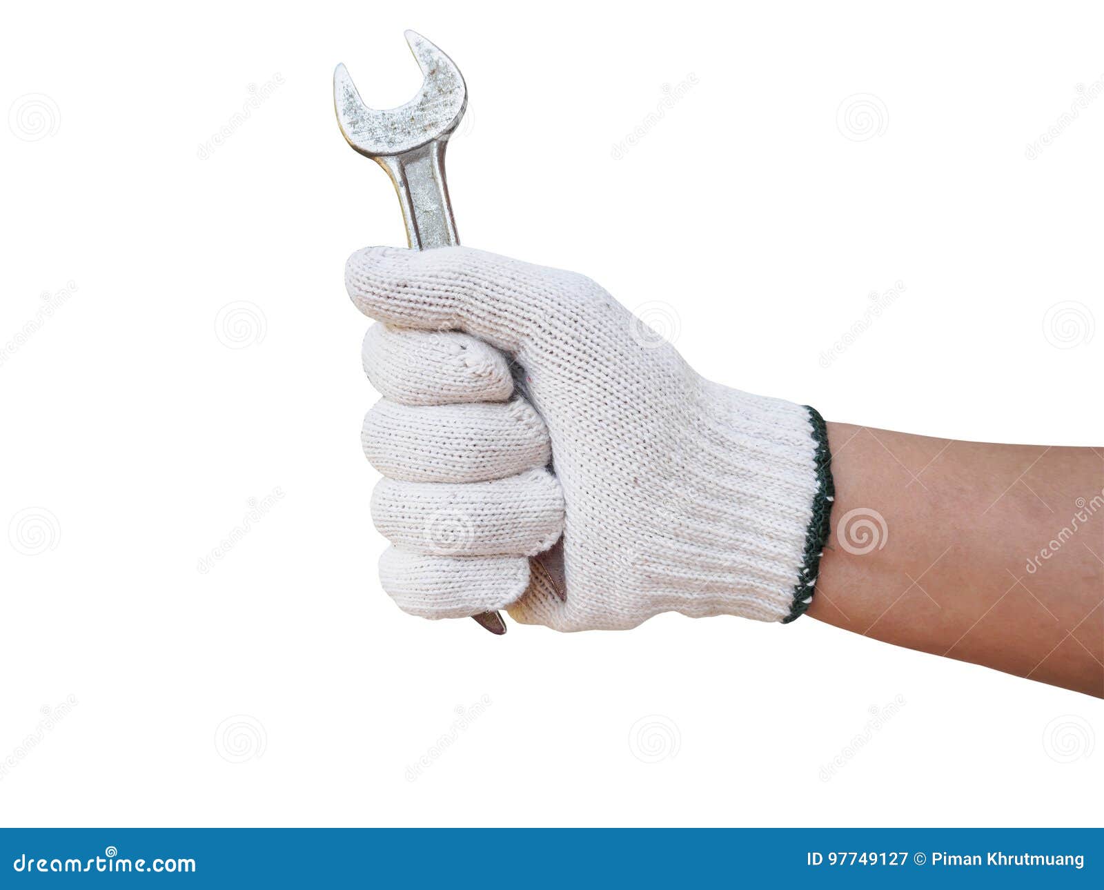 Mechanic Hand Hold Wrench Tool in Hand Isolated Stock Image - Image of ...