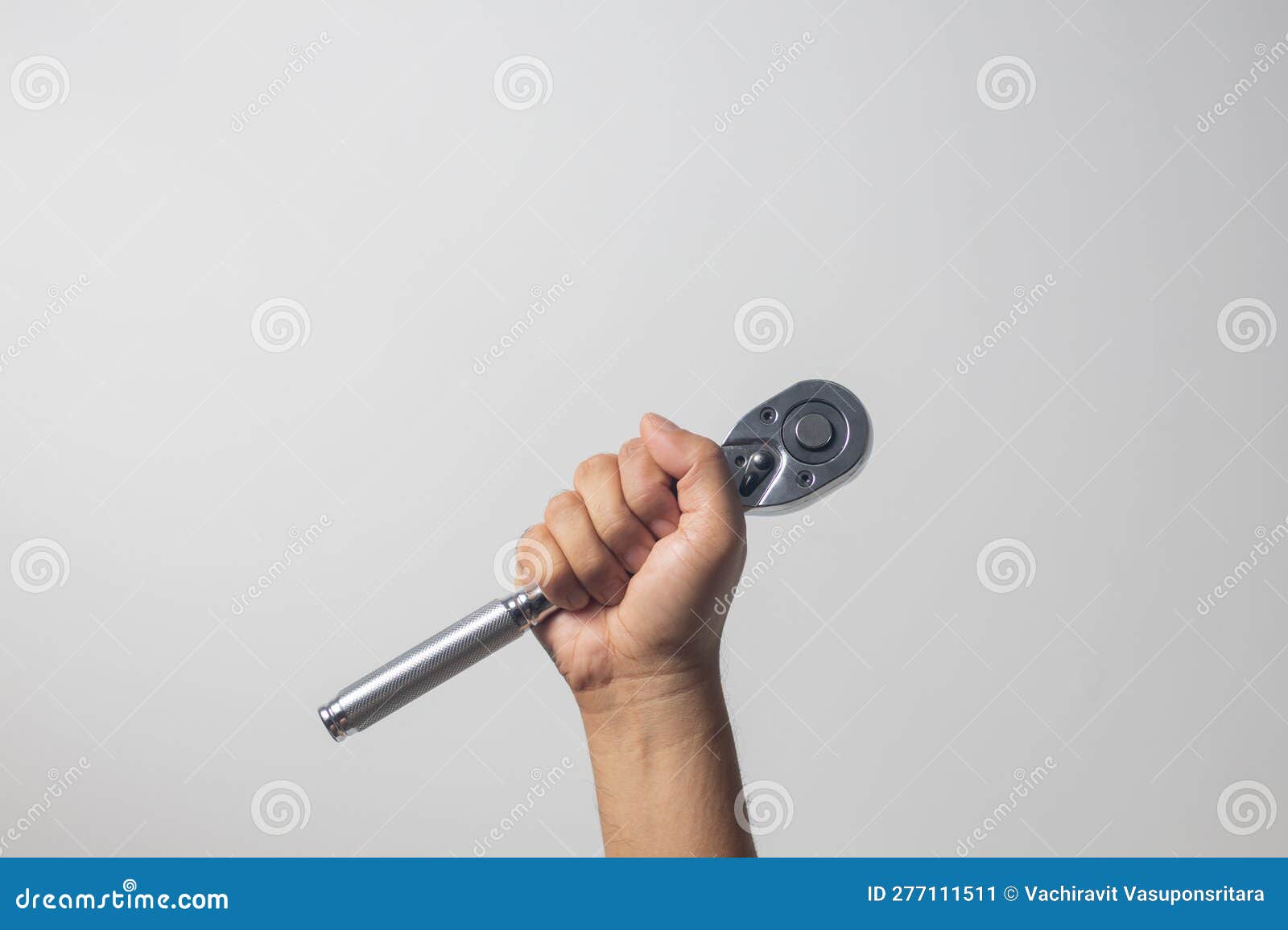 Mechanic Hand Holding Wrench Tool in Hand, White Background Mechanic ...