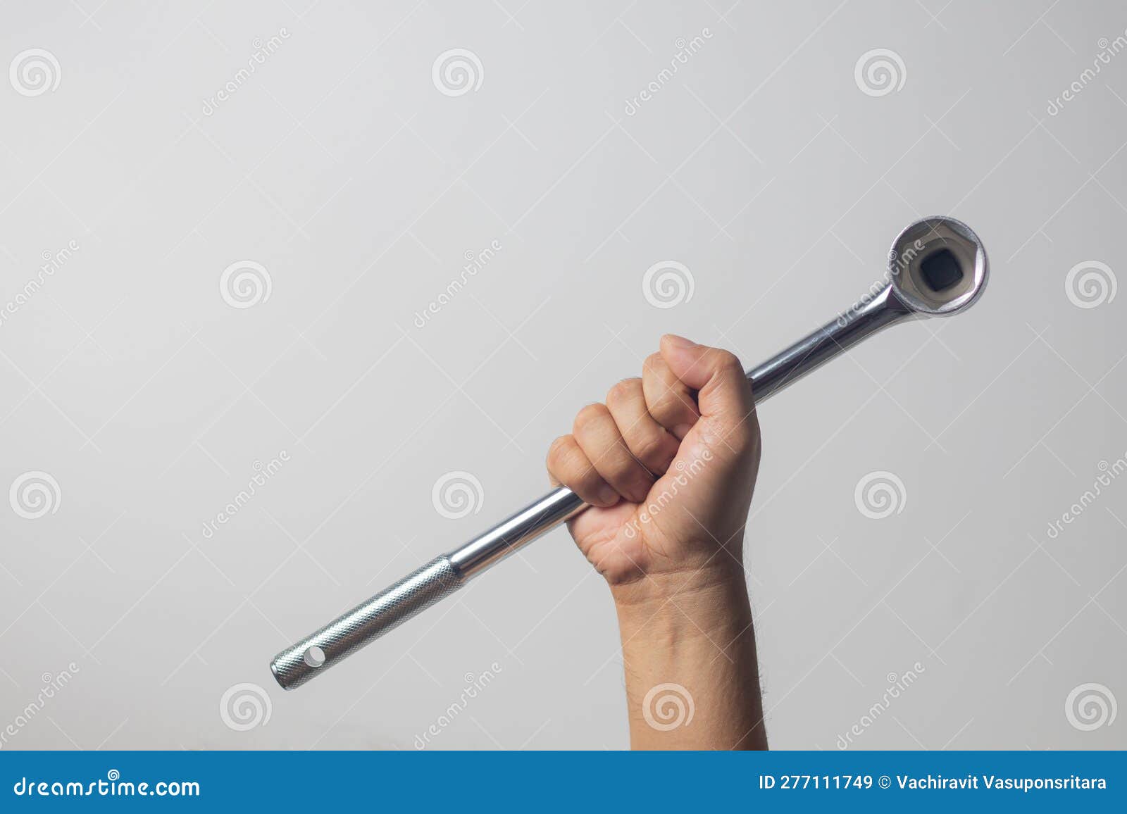 Mechanic Hand Holding Wrench Tool in Hand, White Background Mechanic ...