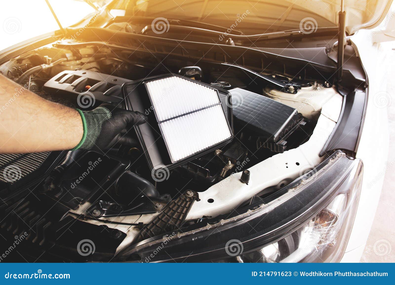 Mechanic Hand is Replacement Car Air Filter Stock Image - Image of ...