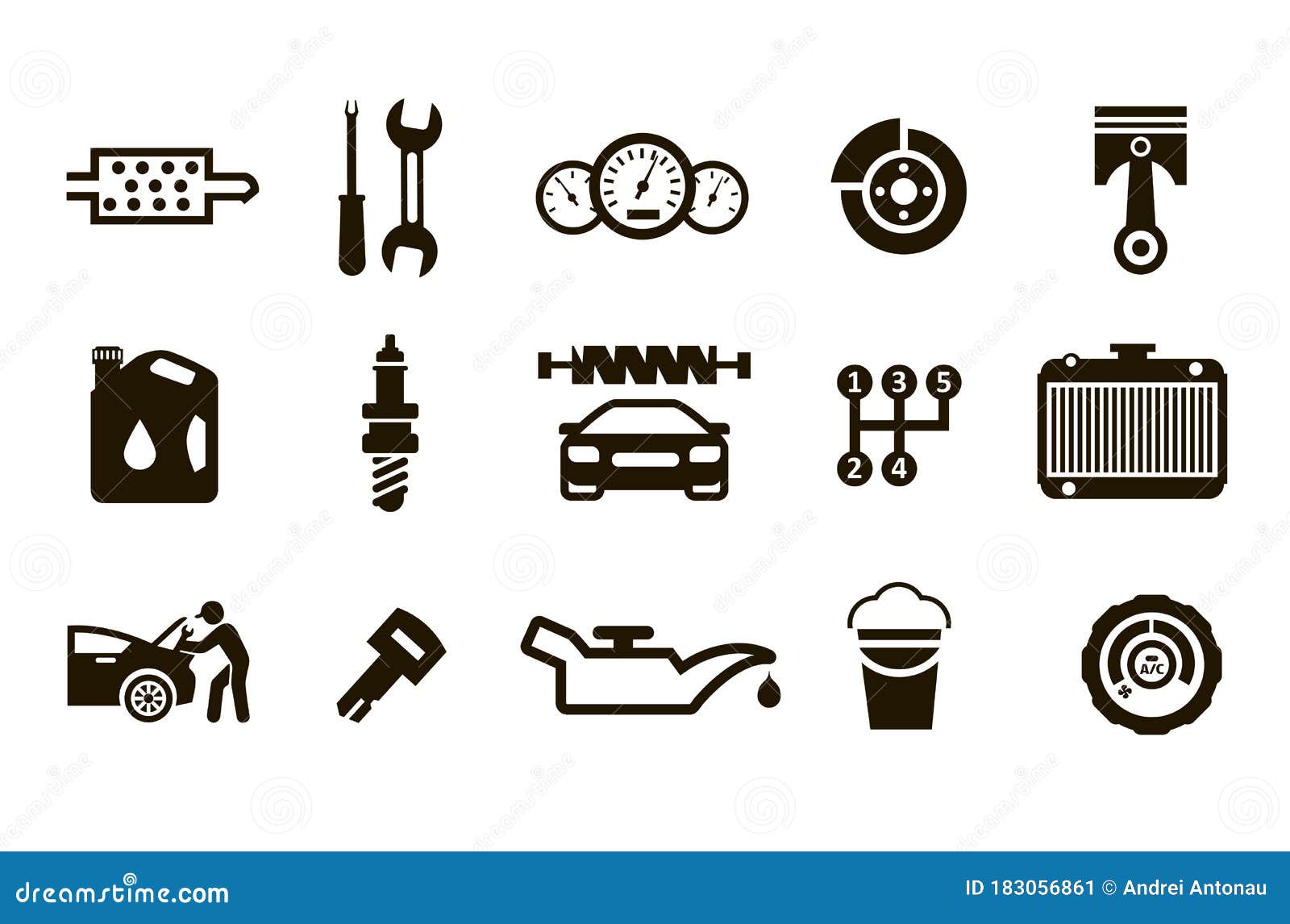 075_Mechanic Icon. Car Service Maintenance Icon Set Stock Vector ...
