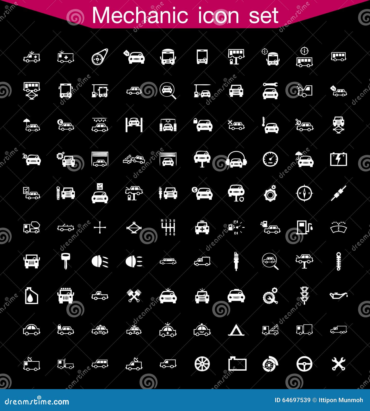 Mechanic icon set stock illustration. Illustration of parts - 64697539