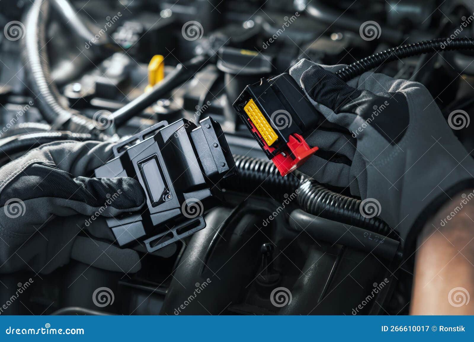 Mechanic Installing Chip Tuning Box on Car Engine Stock Image - Image ...