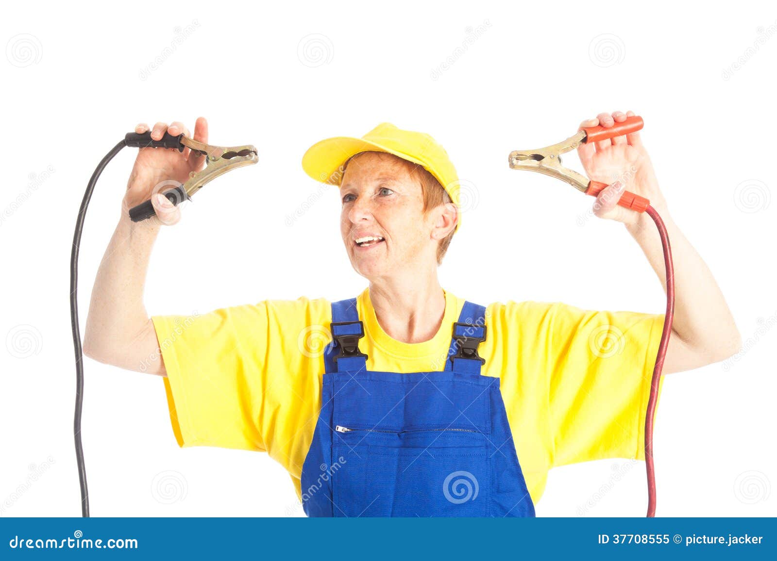 Mechanic with jump lead stock image. Image of jump, lead - 37708555