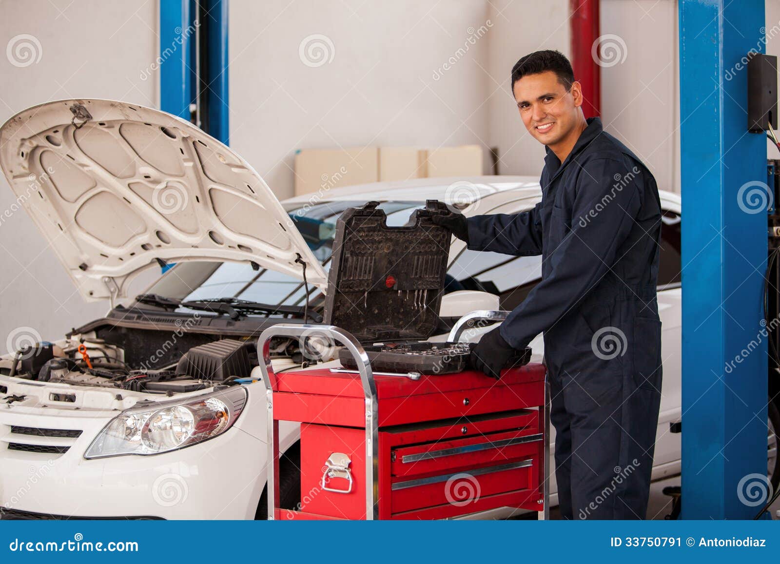 Mechanic Looking for Some Tools Stock Image - Image of engine, hispanic ...